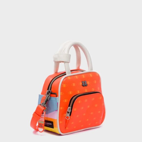 Min & Mon | Bags | Min Mon Marino Mini Crossbody Neon Orange Leather ...